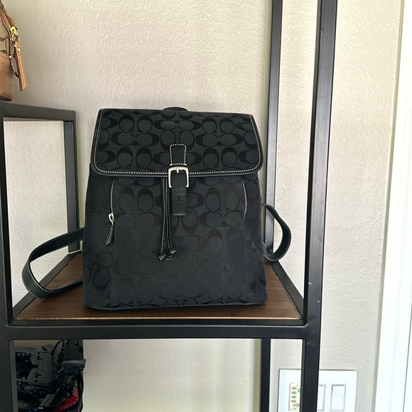 Coach | Bags | Coach Signature Black Backpack | Poshmark